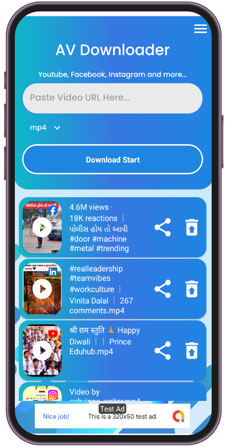 AV downloader - Convert Social video to mp4(Linked In, Insta, FB, YouTube, etc..) by coder_infosoft