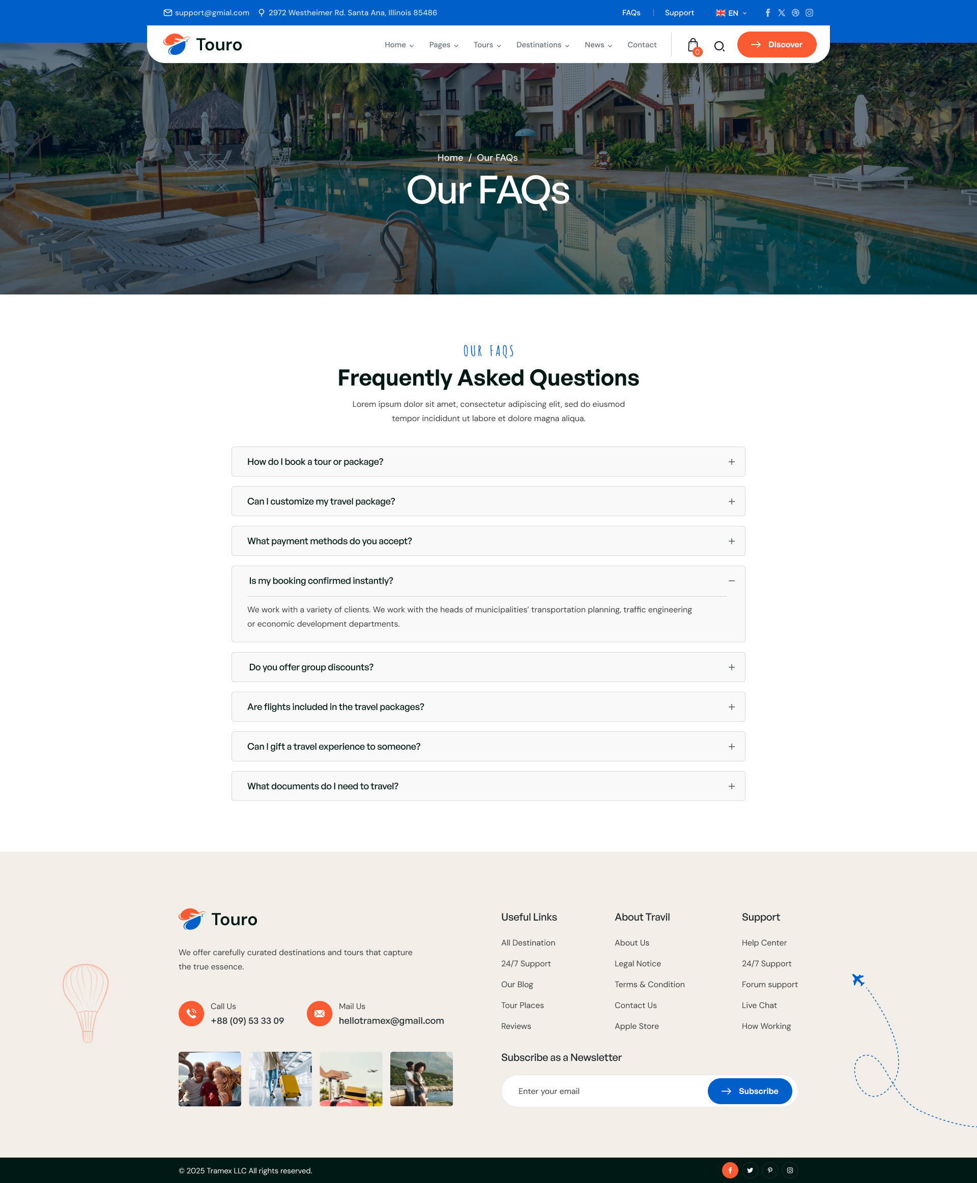 Touro - Travel & Tour Booking Agency UI Figma Template by webnextpro