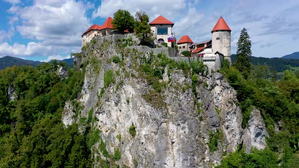 Castle on a Cliff - Fairy tale castle surrounded by mountains, Stock ...
