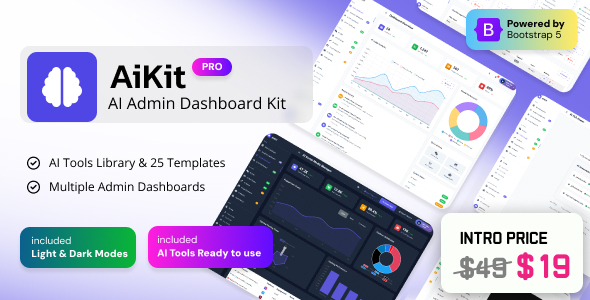 AIKIT Pro – Bootstrap 5 Artificial Intelligence Admin Dashboard by modeltheme