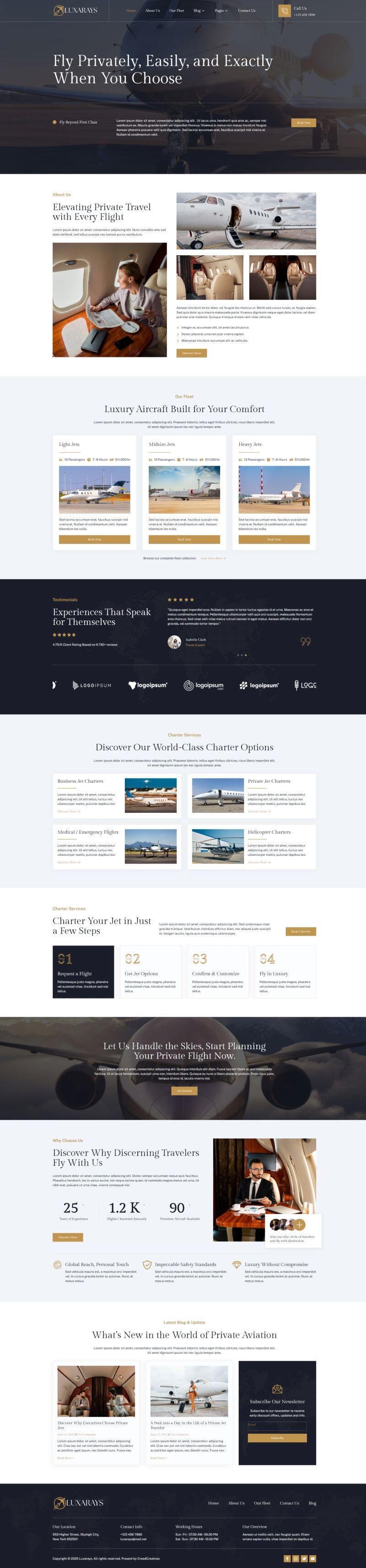Luxarays - Private Jet Charters Elementor Pro Template Kit by ...