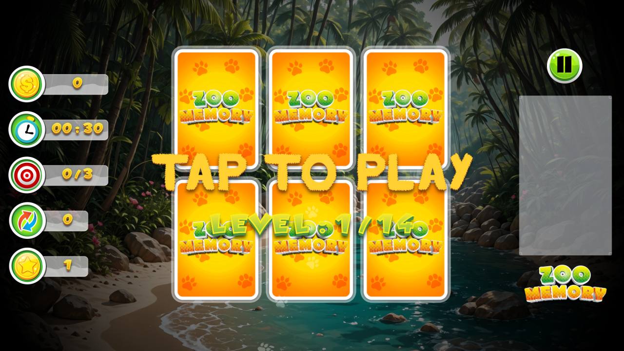 Zoo Memory - HTML5 Game 14 Levels + Mobile Version! (Construct 3 | c3p) by Muscle-SS