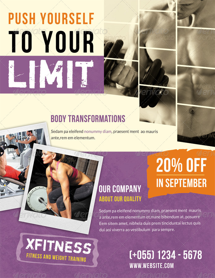 Gym / Fitness Flyer Print Ad, Print Templates | GraphicRiver