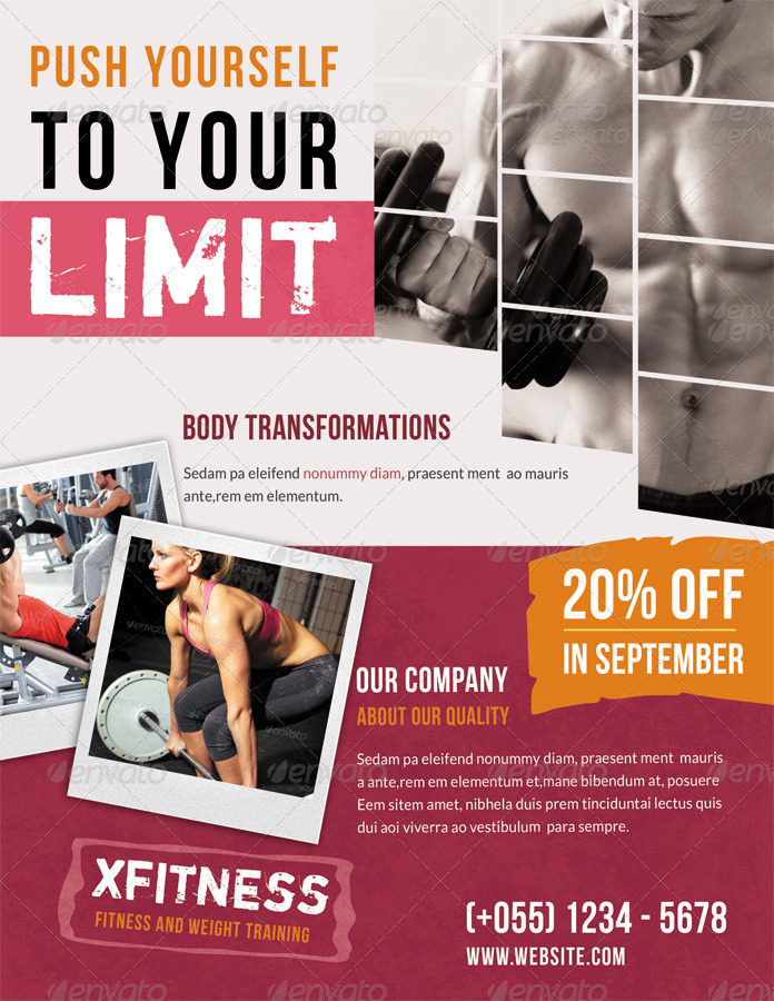 Gym / Fitness Flyer Print Ad, Print Templates | GraphicRiver