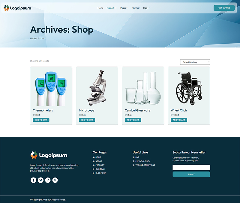 Rehat - Medical Equipment Elementor Pro Template Kit by creedcreatives