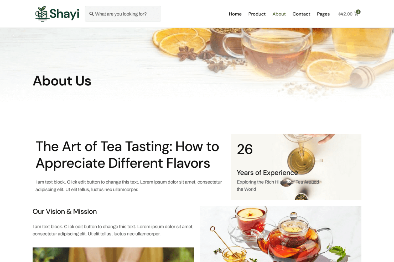 Shayi - Tea Store Ecommerce Elementor Pro Template Kit by aStylers