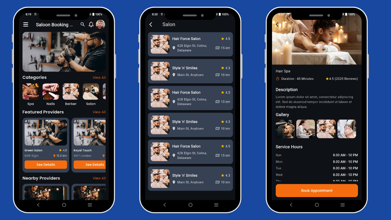 AI-Powered Saloon Appointment Booking Flutter App UI Kit | User App | Provider App | Salon App ...