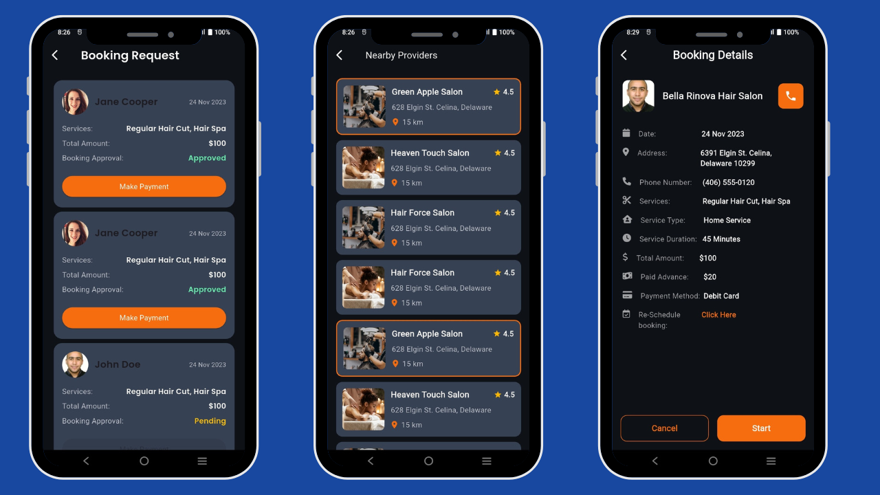 AI-Powered Saloon Appointment Booking Flutter App UI Kit | User App | Provider App | Salon App ...