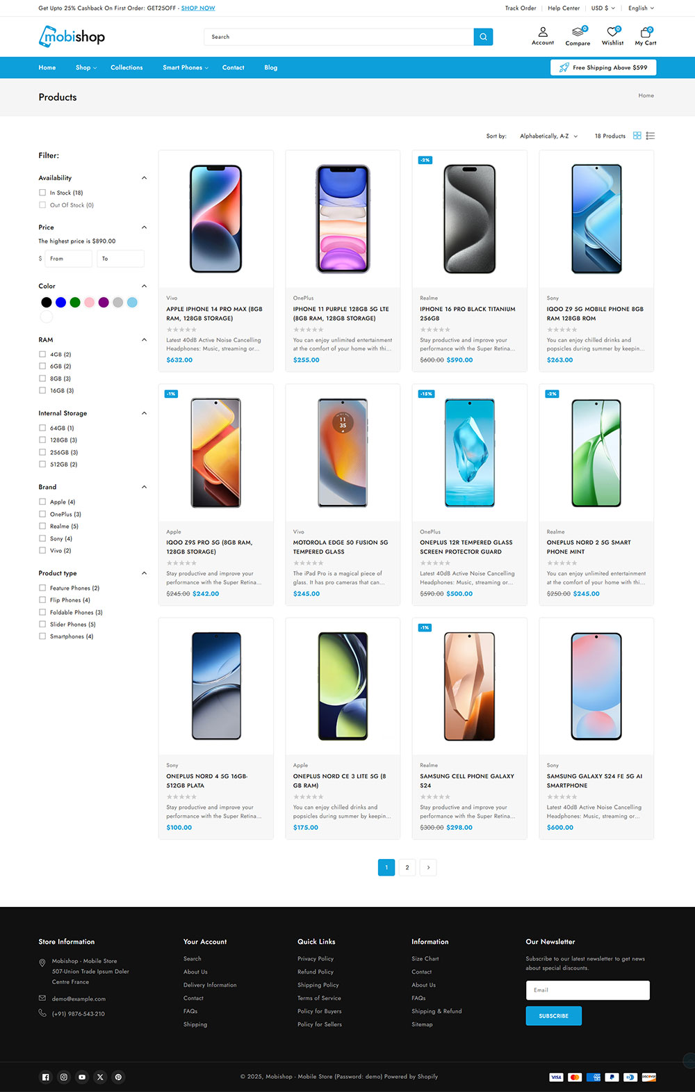 Mobishop - Online Mobile & Electronics Store Shopify 2.0 Responsive Theme by codezeel