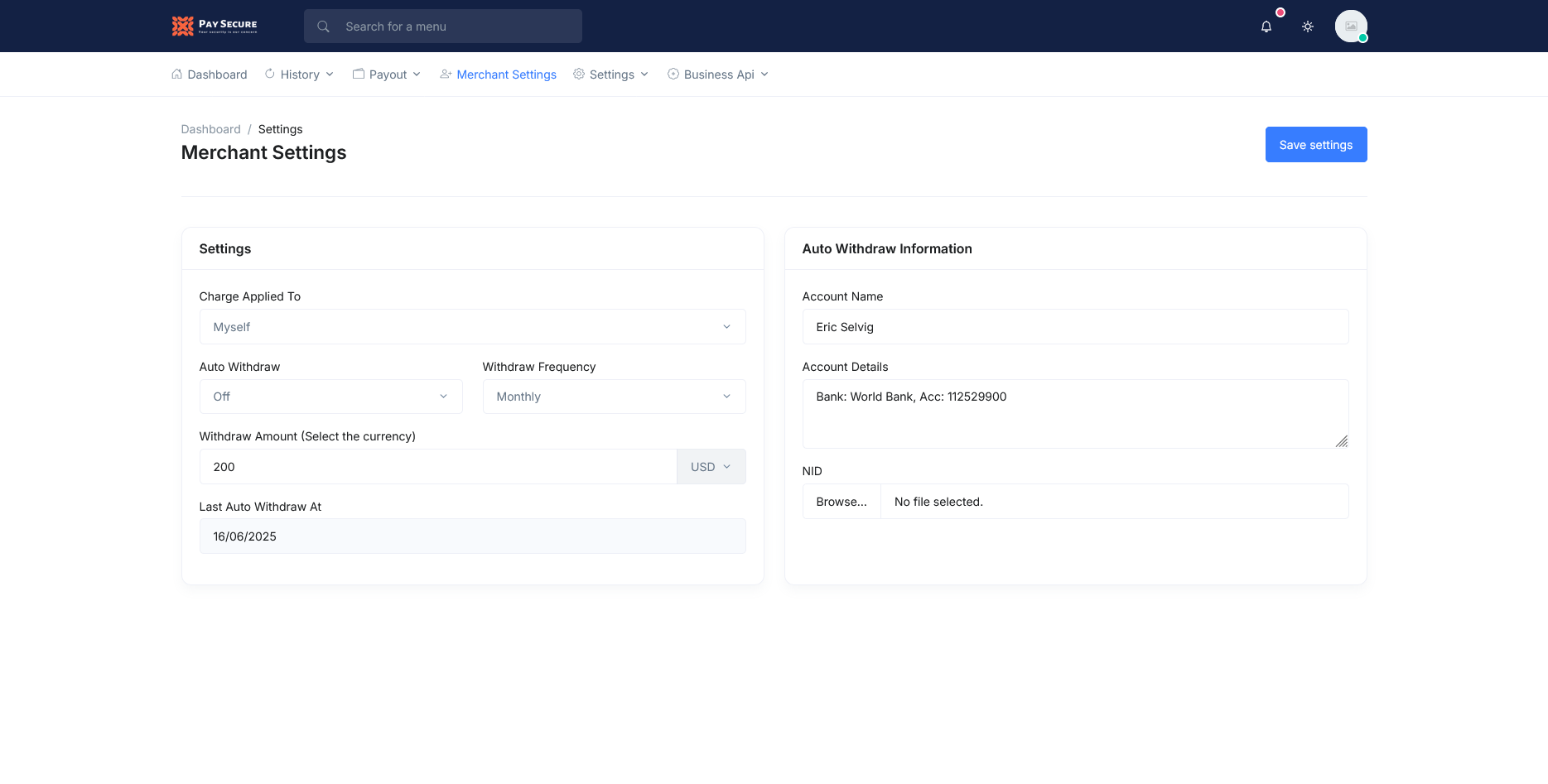 Merchant Panel Add-on For Pay Secure Wallet by bug-finder | CodeCanyon