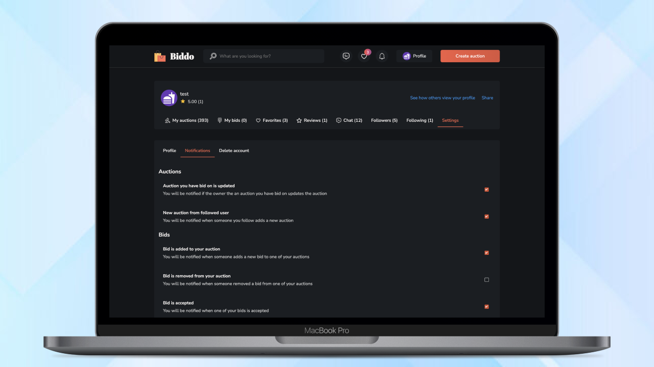 Biddo - Full Flutter auction app, NextJS web app, NodeJS server (with chat) by pascaionut941