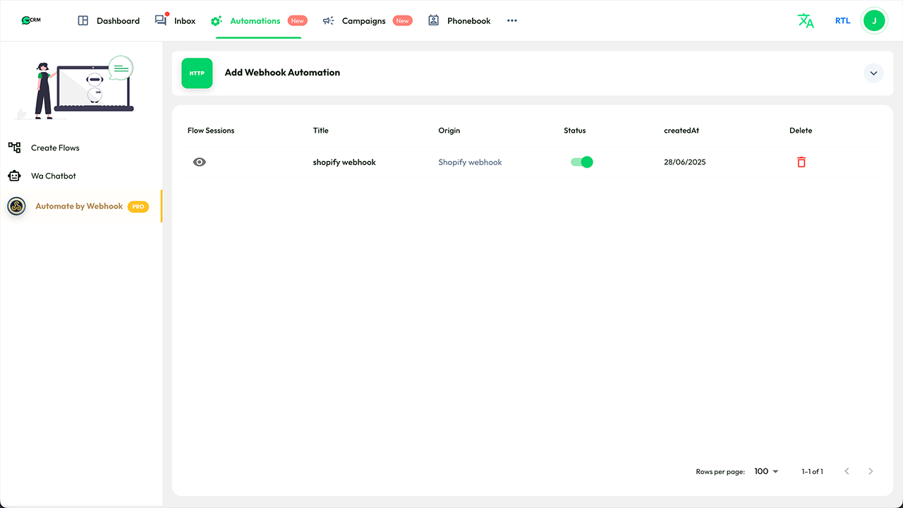 Webhook Automation Add On For Whatscrm Automate Woocommerce Shopify