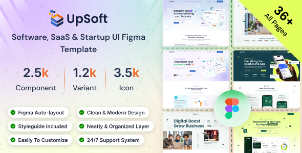 Upsoft – Startup & SaaS Figma Template by pixelaxis | ThemeForest