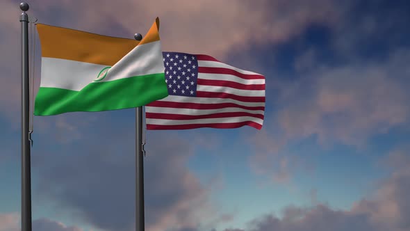 Miami City Flag Waving Along With The National Flag Of The USA - 4K ...