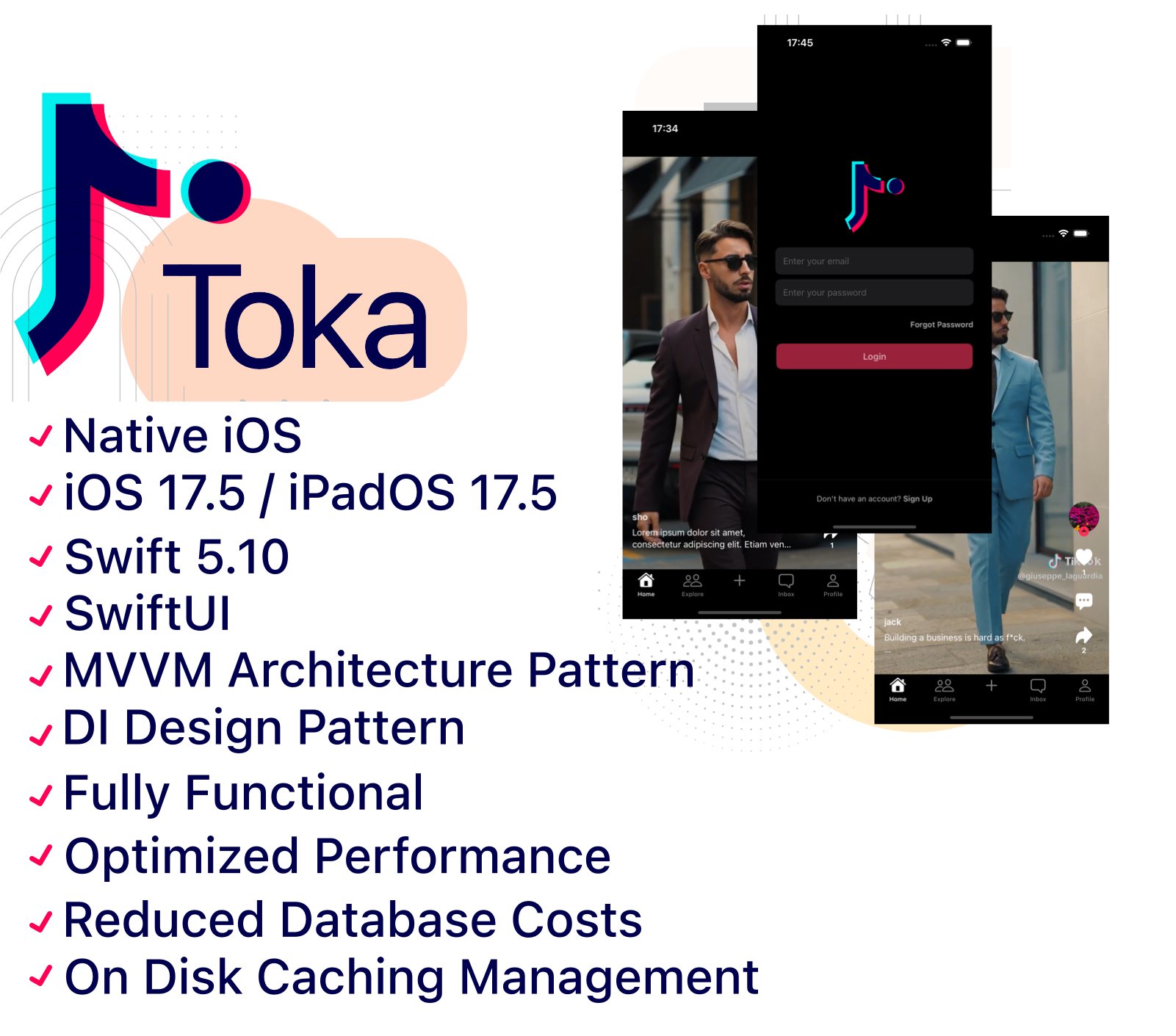 Swiftui Apps Pack Instagram Tiktok And Airbnb Clone Templates Firebase Authentication Layer