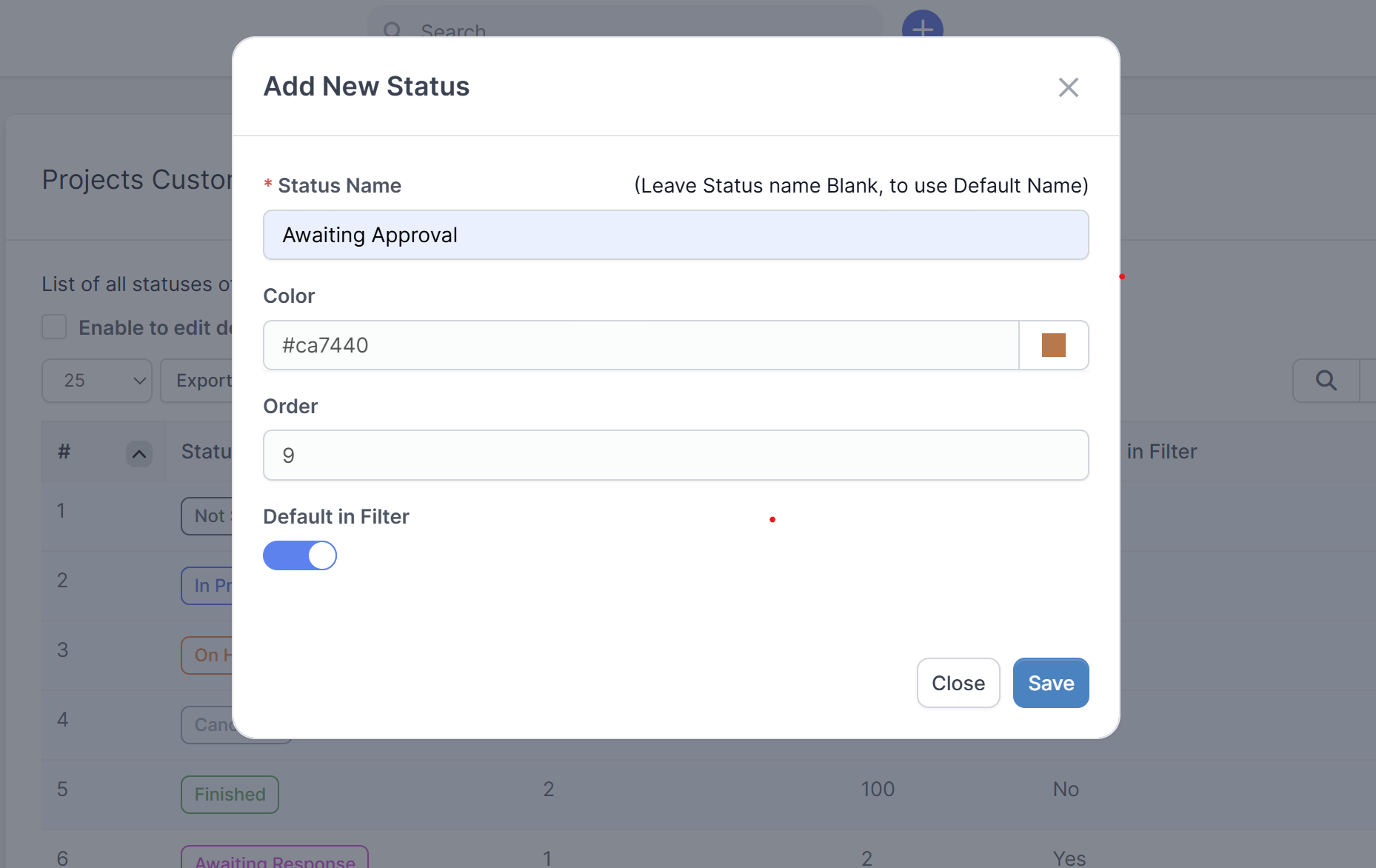 Add-on Statuses Module for Perfex CRM by sejalinfotech | CodeCanyon