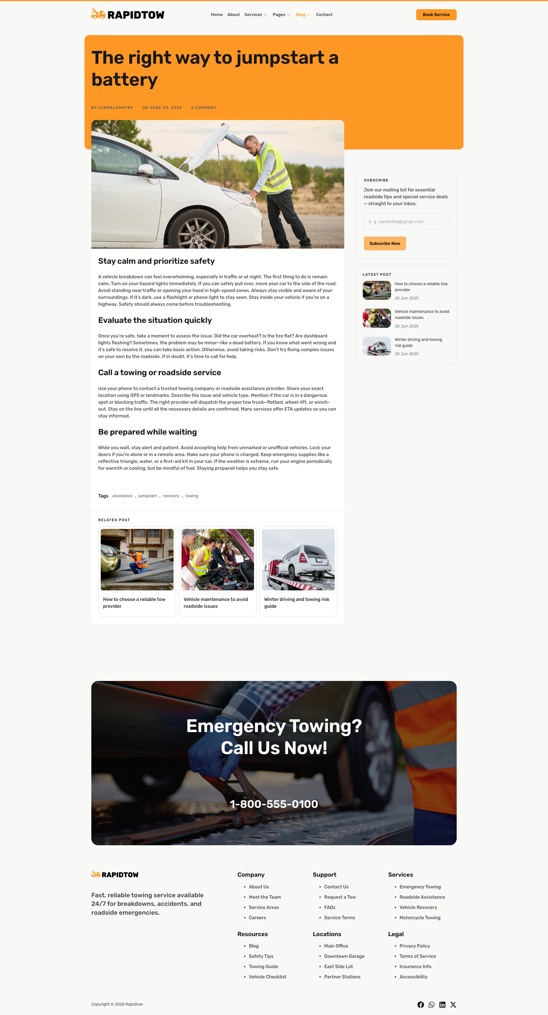 Rapidtow - Towing Service Elementor Template Kit by lubnaloom | ThemeForest