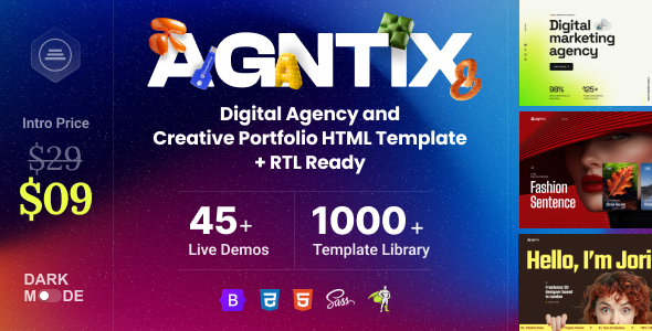Agntix - Digital Agency & Creative Portfolio HTML Template by Theme_Pure