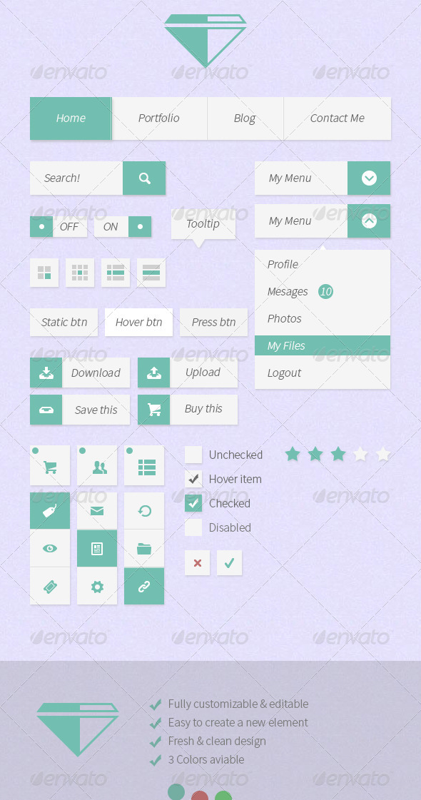 Crystal UI, Web Elements | GraphicRiver
