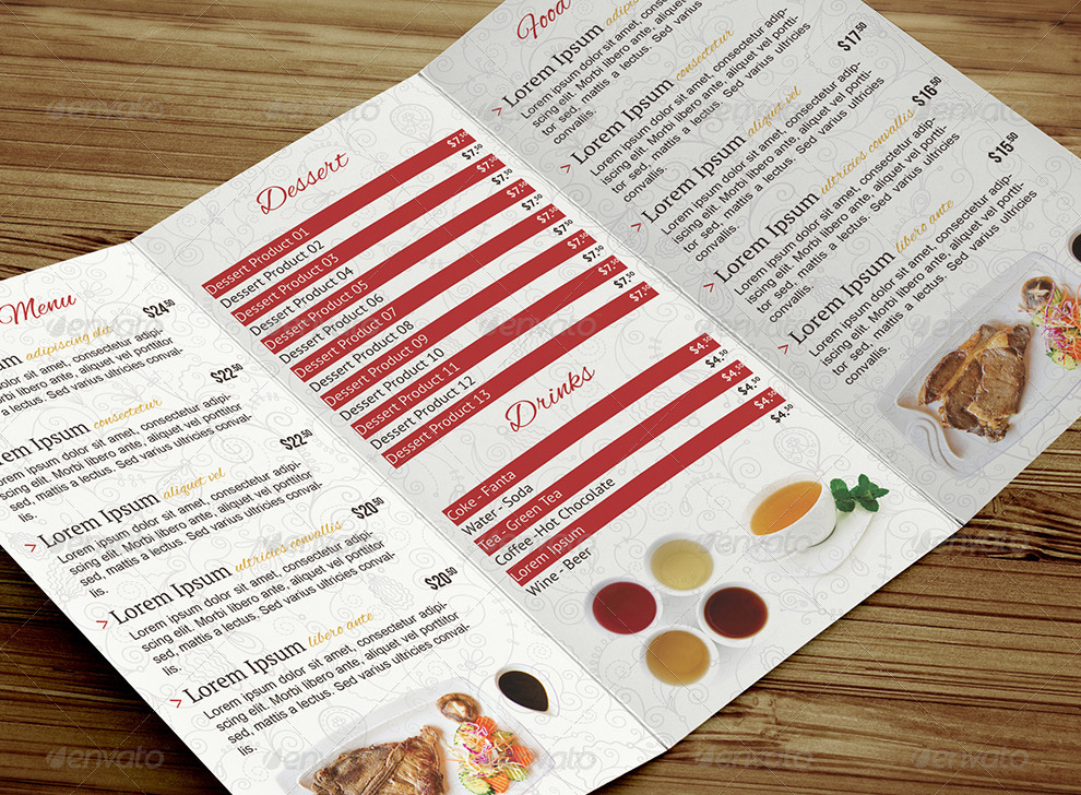 Tri-Fold Food Menu Design, Print Templates | GraphicRiver