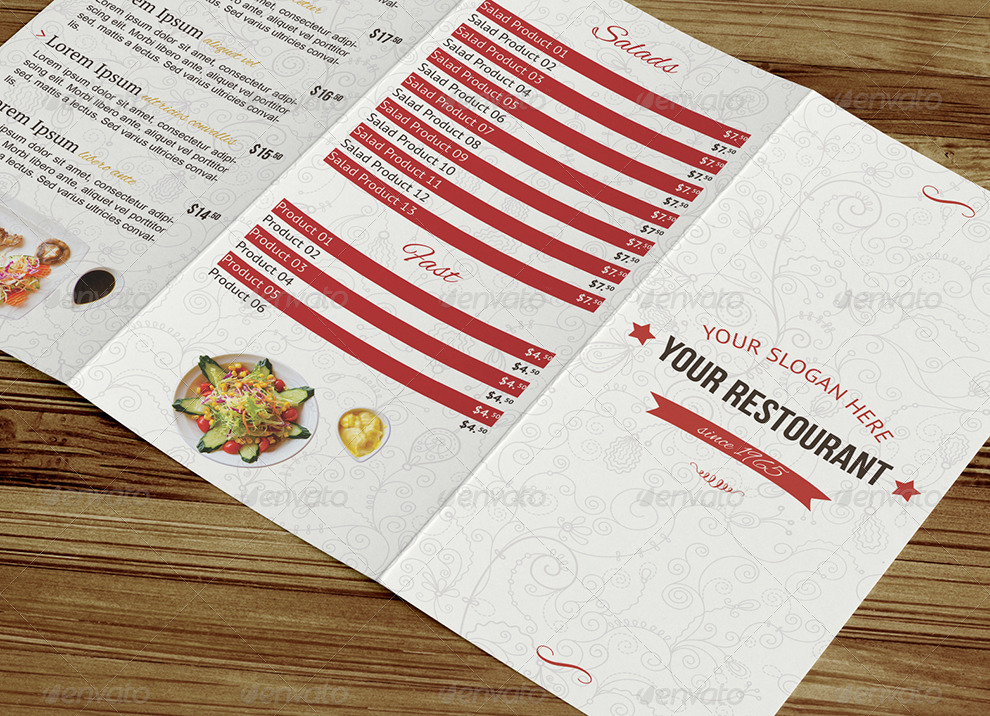 Tri-Fold Food Menu Design, Print Templates | GraphicRiver