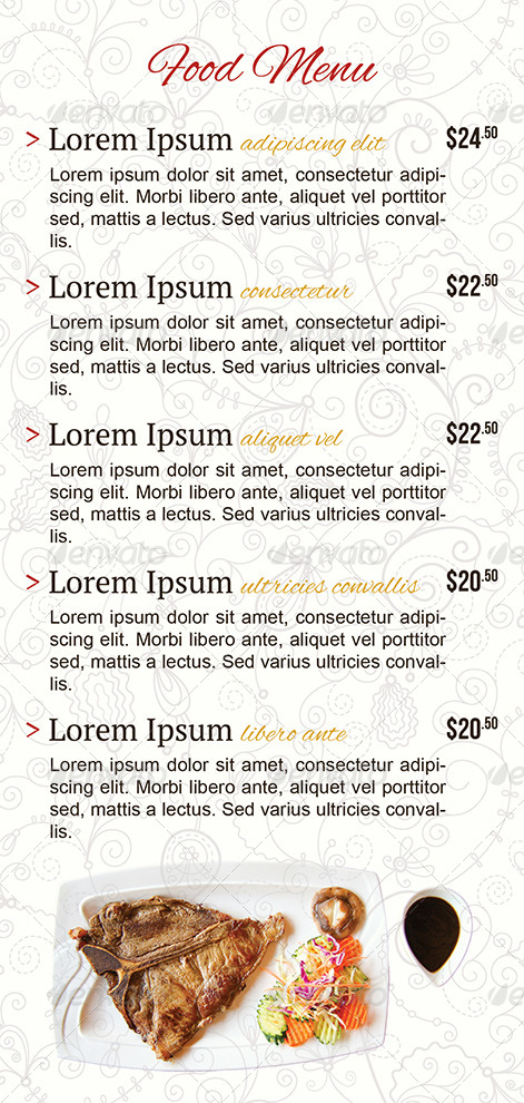 Tri-Fold Food Menu Design, Print Templates | GraphicRiver