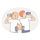 Couple of Man and Woman Cross Their Arms Drinking, Vectors | GraphicRiver