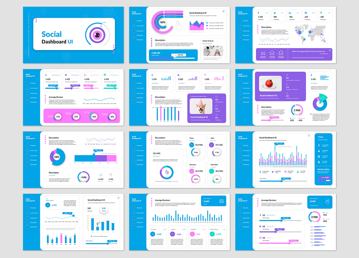 BUNDLE Social PowerPoint Presentation Template, Presentation Templates