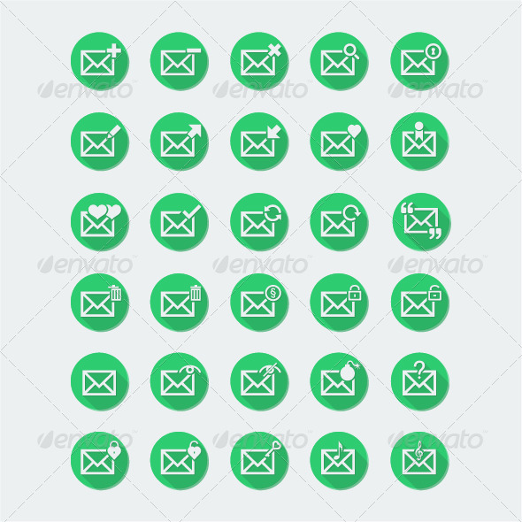 30 Flat Envelope Icon Set 2, Icons | GraphicRiver