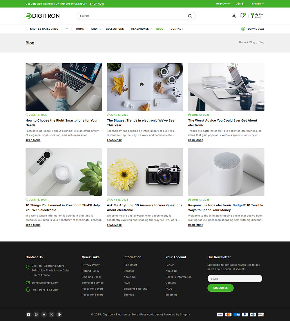 Digitron - Electronics & Gadget Store Shopify 2.0 Responsive Theme by codezeel