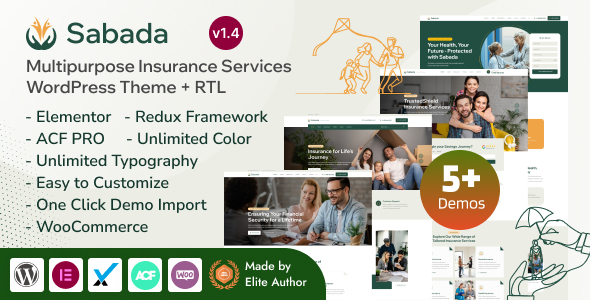 Sabada - Multipurpose Insurance Services Elementor WordPress Theme by ...