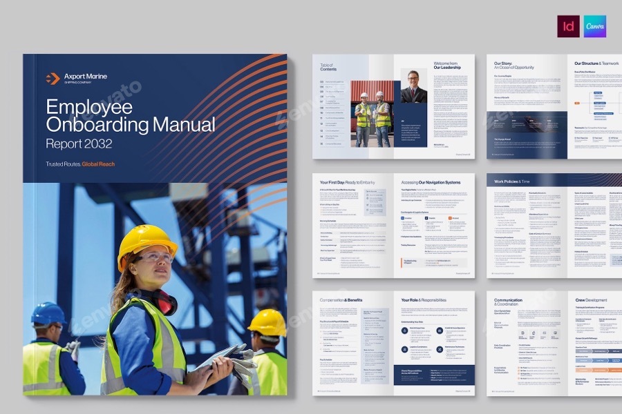 Employee Onboarding Manual Template, Print Templates | GraphicRiver