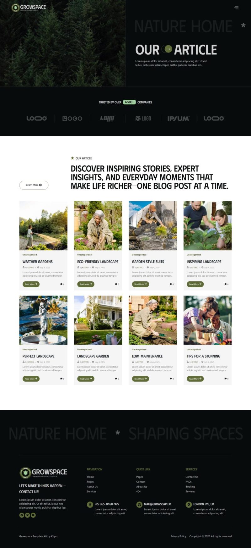 Growscape - Landscape Gardening Elementor Template Kit by Kitpro | ThemeForest