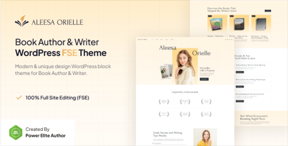 Aleesa – Book Author & Writer Gutenverse FSE WordPress Theme by jegtheme