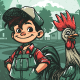 Farmer Boy & Rooster Buddy Vector Illustration, Graphics | GraphicRiver