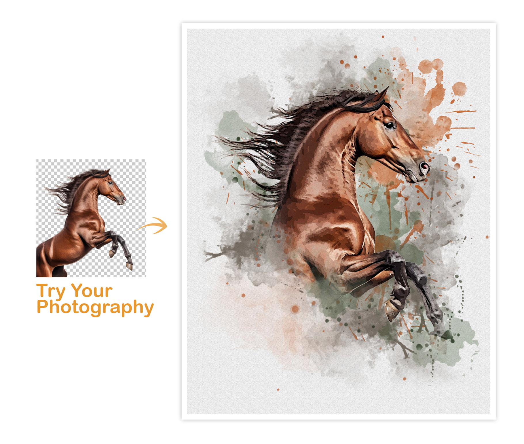 Watercolor Manipulation Horse Effect, Add-ons | GraphicRiver