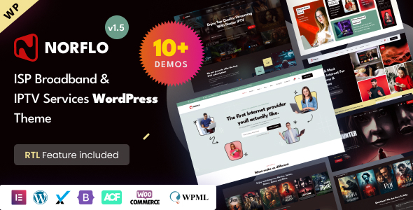 Norflo - Dish TV, ISP, eSIM, IPTV & OTT Platform Elementor WordPress Theme by HiboTheme