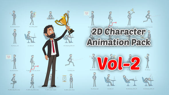 2D character Animation Pack Vol 2, After Effects Project Files | VideoHive