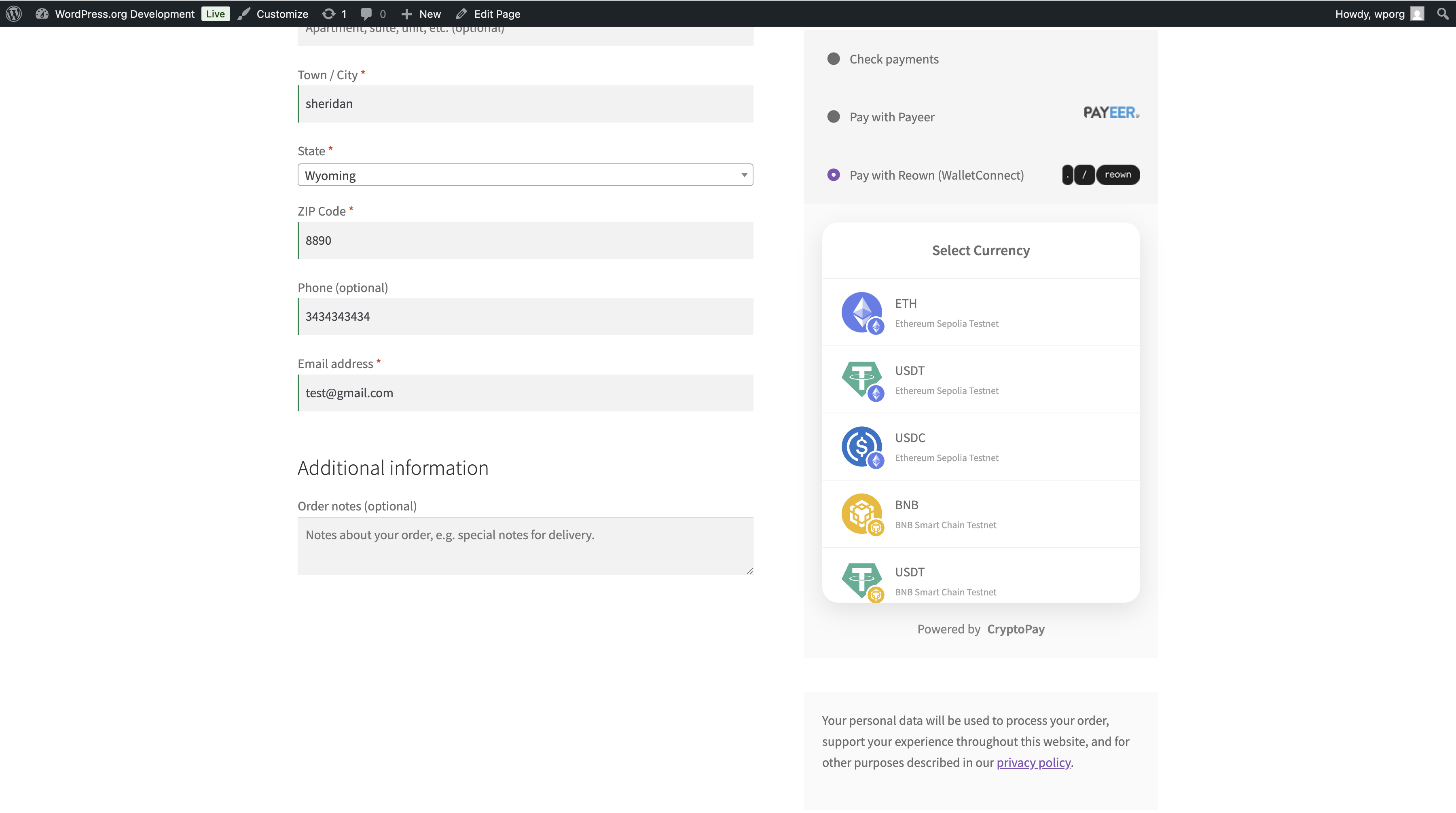 Reown AppKit Pay Crypto Payment Gateway (WalletConnect) for WooCommerce by BeycanPress