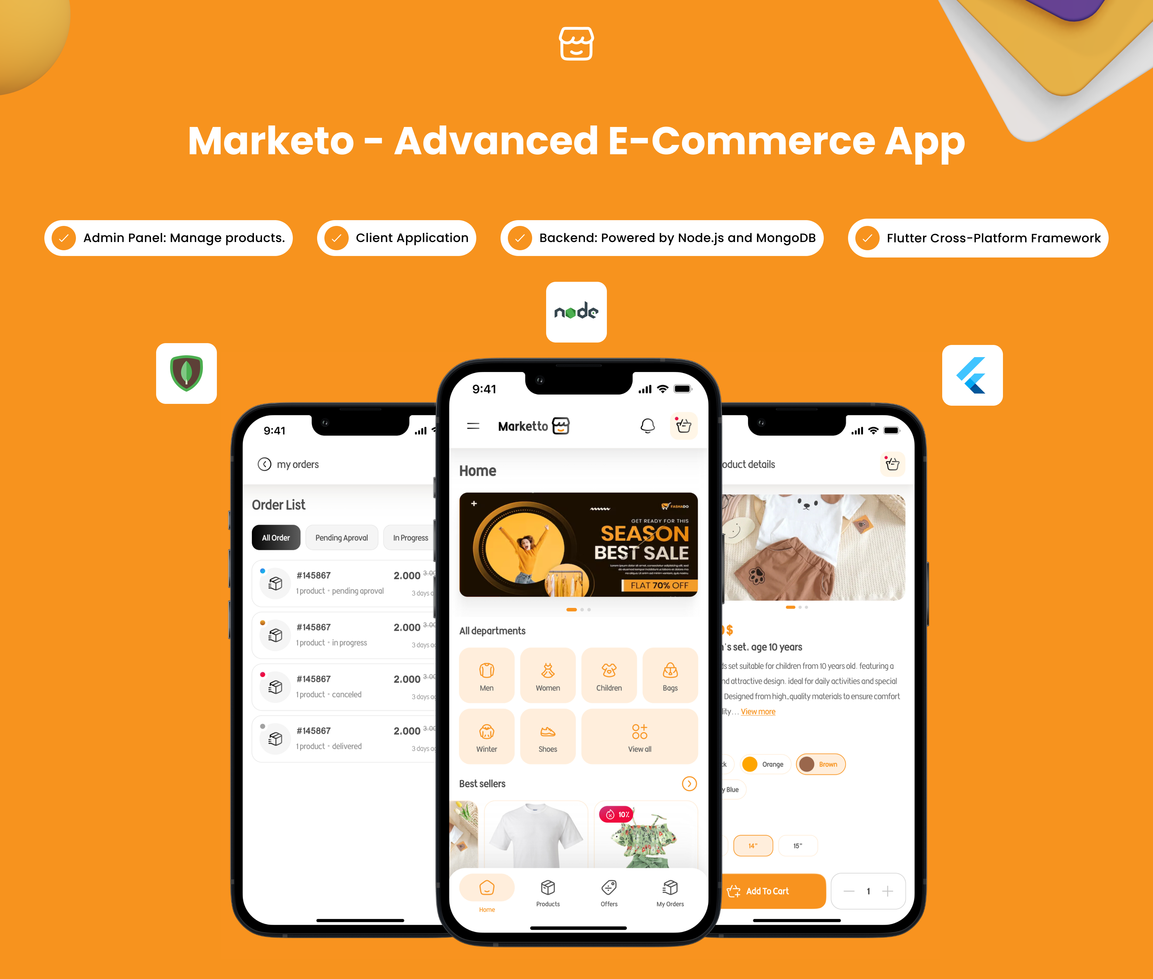 'Marketo - eCommerce Completed Solution with Admin Flutter App, Node JS And MongoDB by z150000