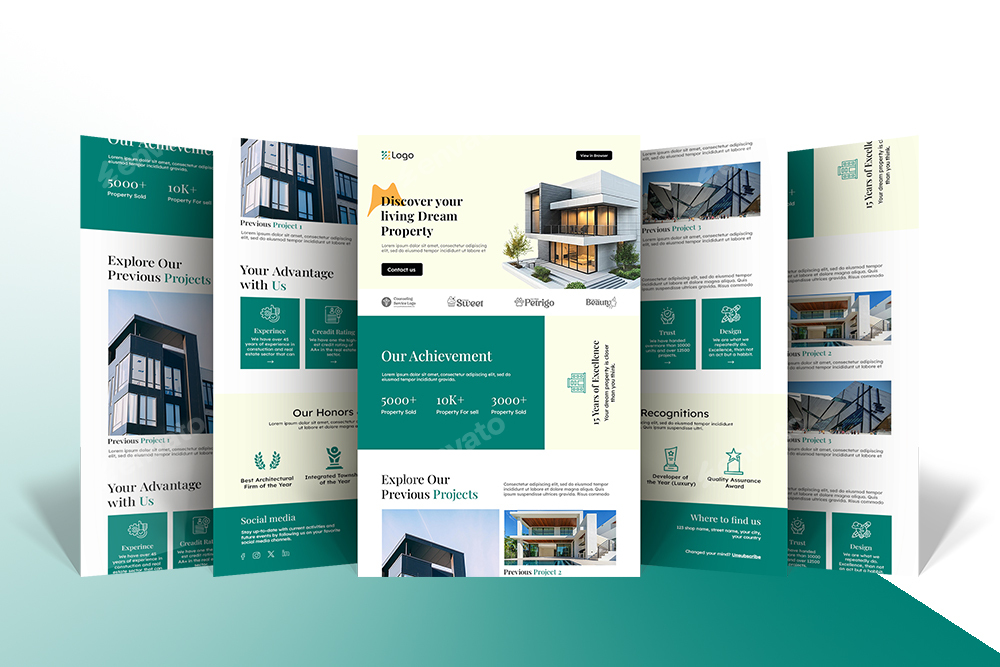 Interior Architecture Email Newsletter PSD Template, Web Elements ...