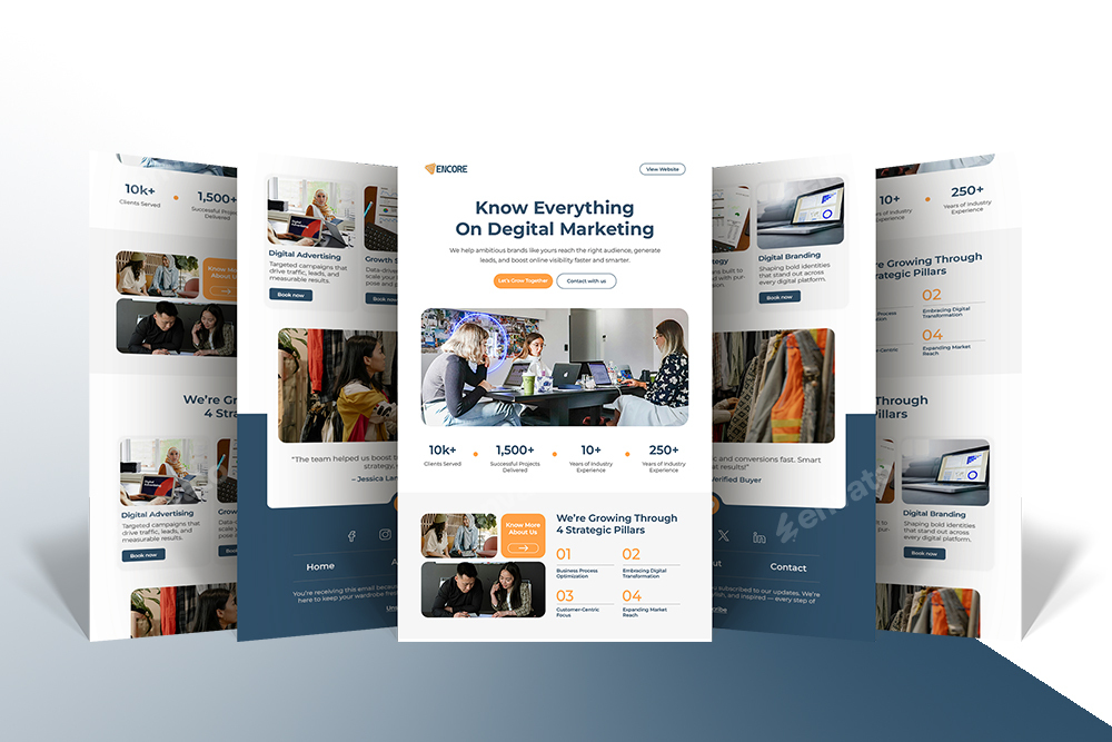 Digital Marketing Email Newsletter PSD Template, Web Elements ...