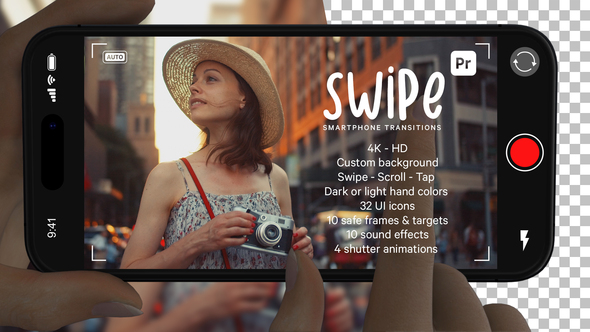 Smartphone Swipe Transitions for Premiere Pro, Premiere Pro Templates