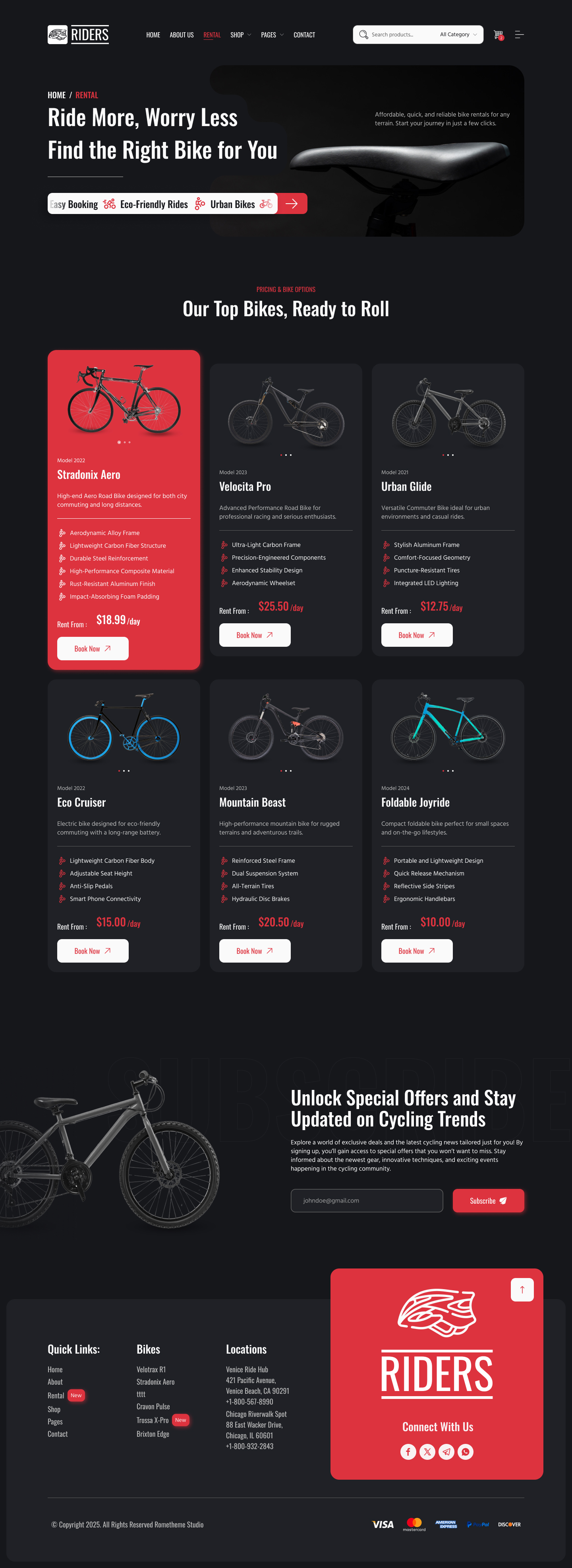 Riders - Bike Rental Shop Figma Template by Rometheme | ThemeForest