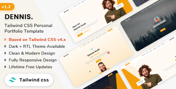 Dennis - Tailwind CSS Personal Portfolio Template (Tailwind CSS v4) by ...