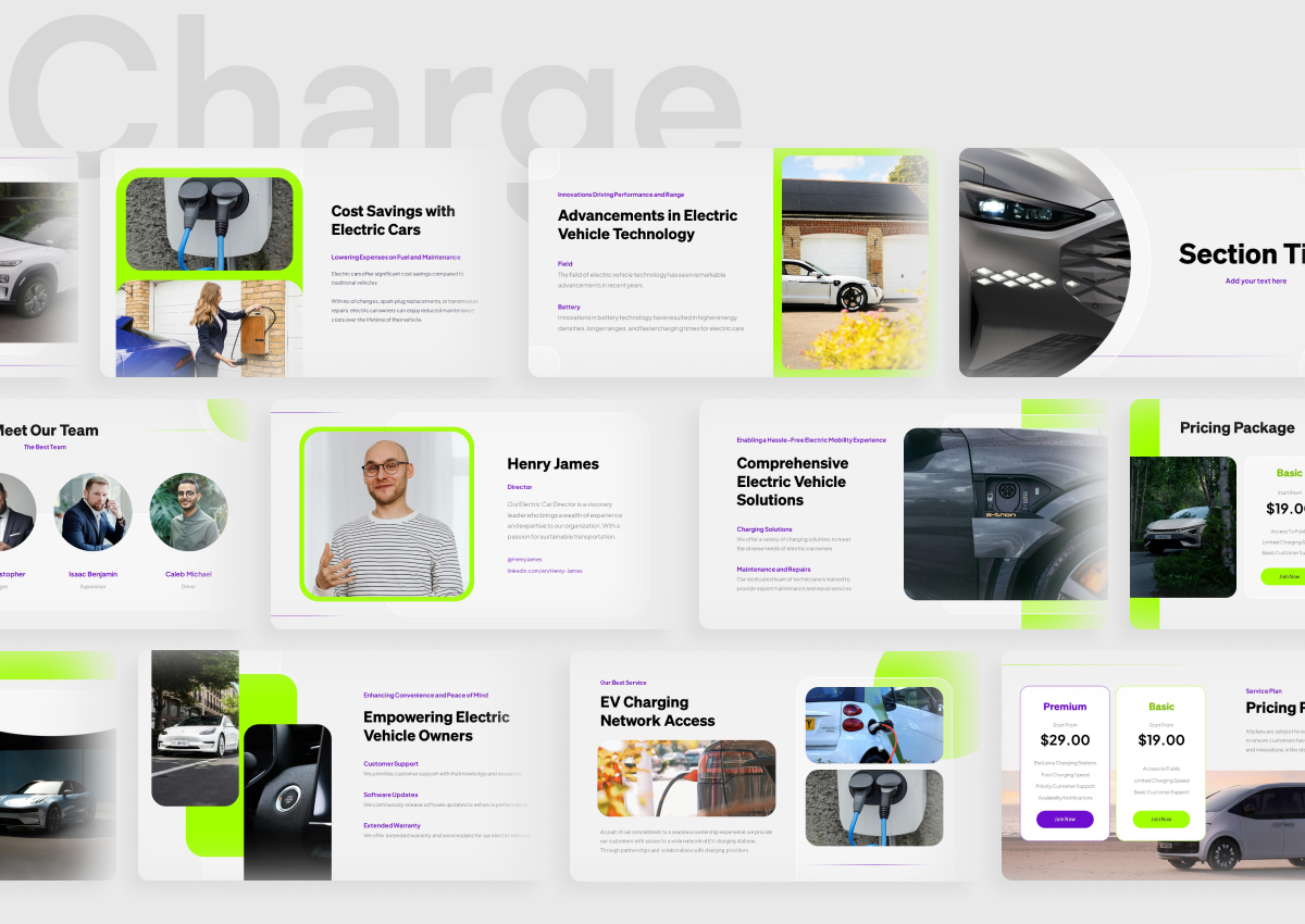 Charge - Electric Car PowerPoint Presentation, Presentation Templates
