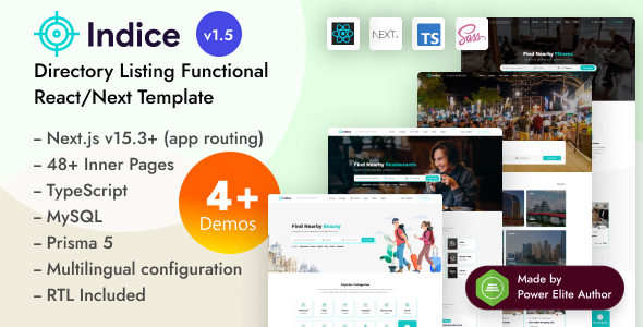 Indice Directory Listing React Nextjs 15 Template With Typescript Support By Envytheme