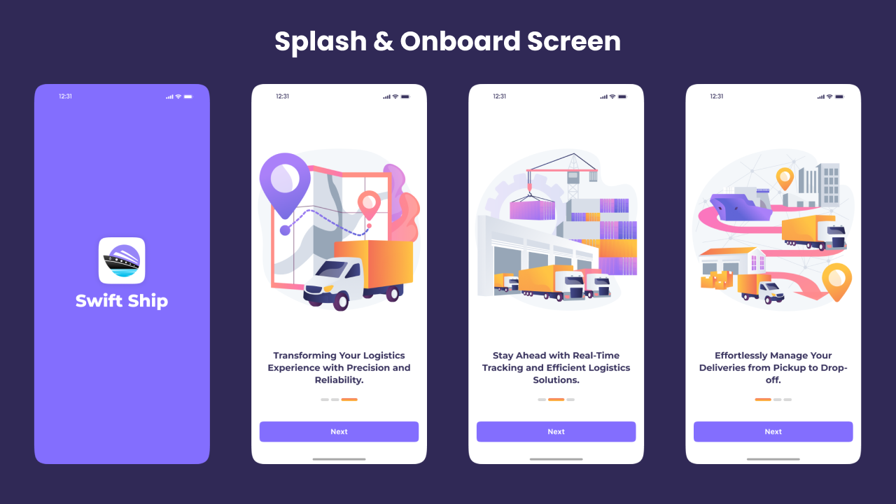 Swift Ship | Logistics Mobile App | React Native Expo Ui Template by codeforge0