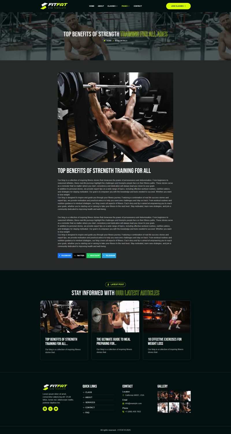 Fitfat - Gym & Fitness Elementor Template Kit by kitMama | ThemeForest