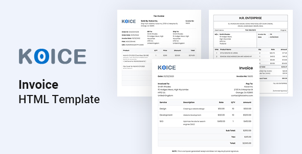 Invoice HTML Template by HarnishDesign | ThemeForest